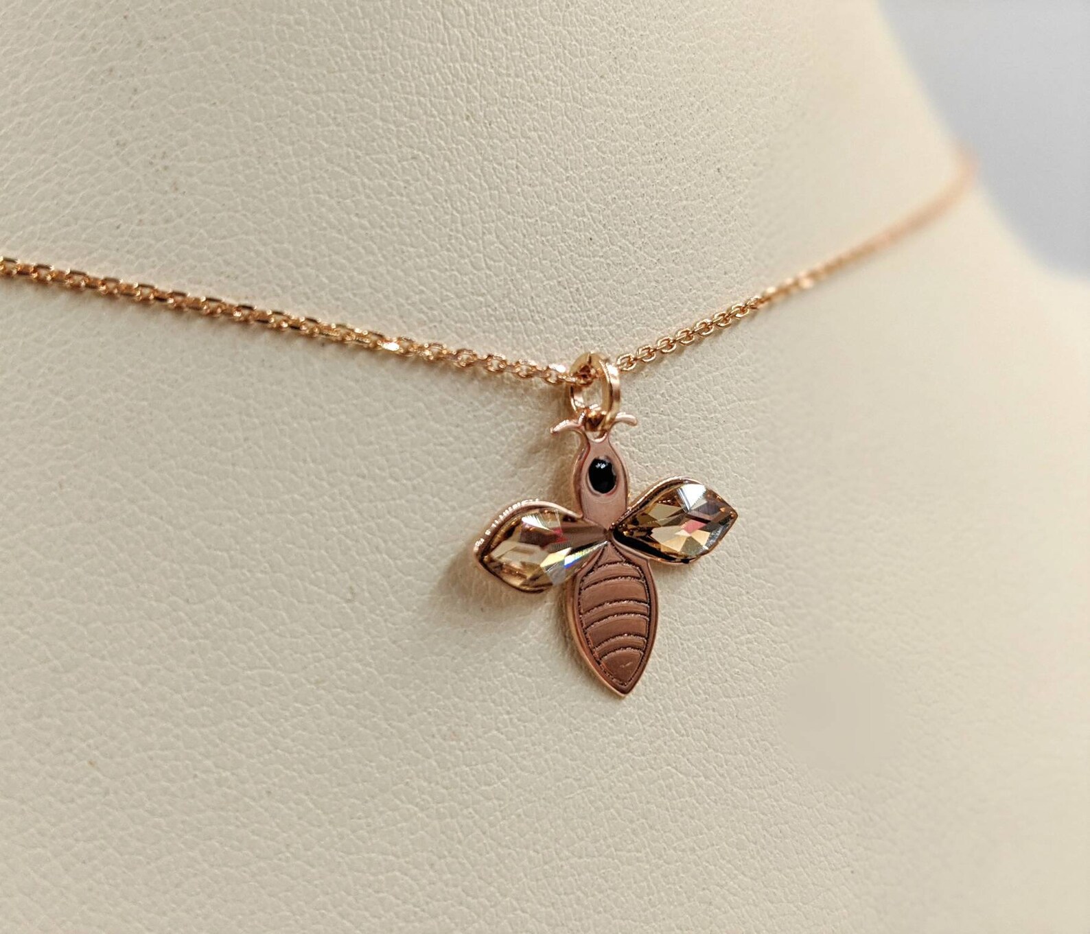 Swarovski Rose Gold Bee 925 Necklace Sterling Bumble Bee - Etsy.de