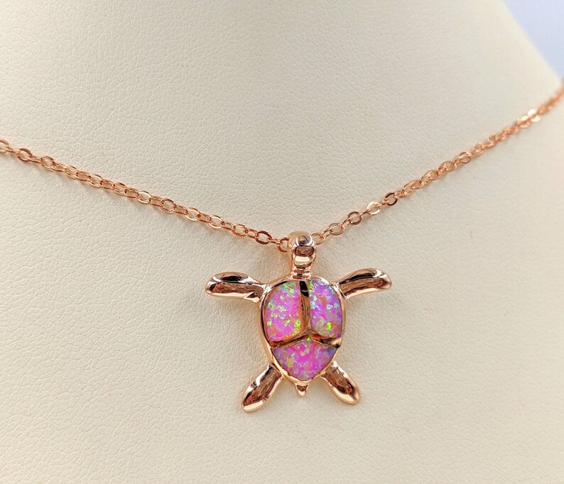 Rose Gold Turtle Necklace 925 & Rose Gold Pink Opal Turtle - Etsy