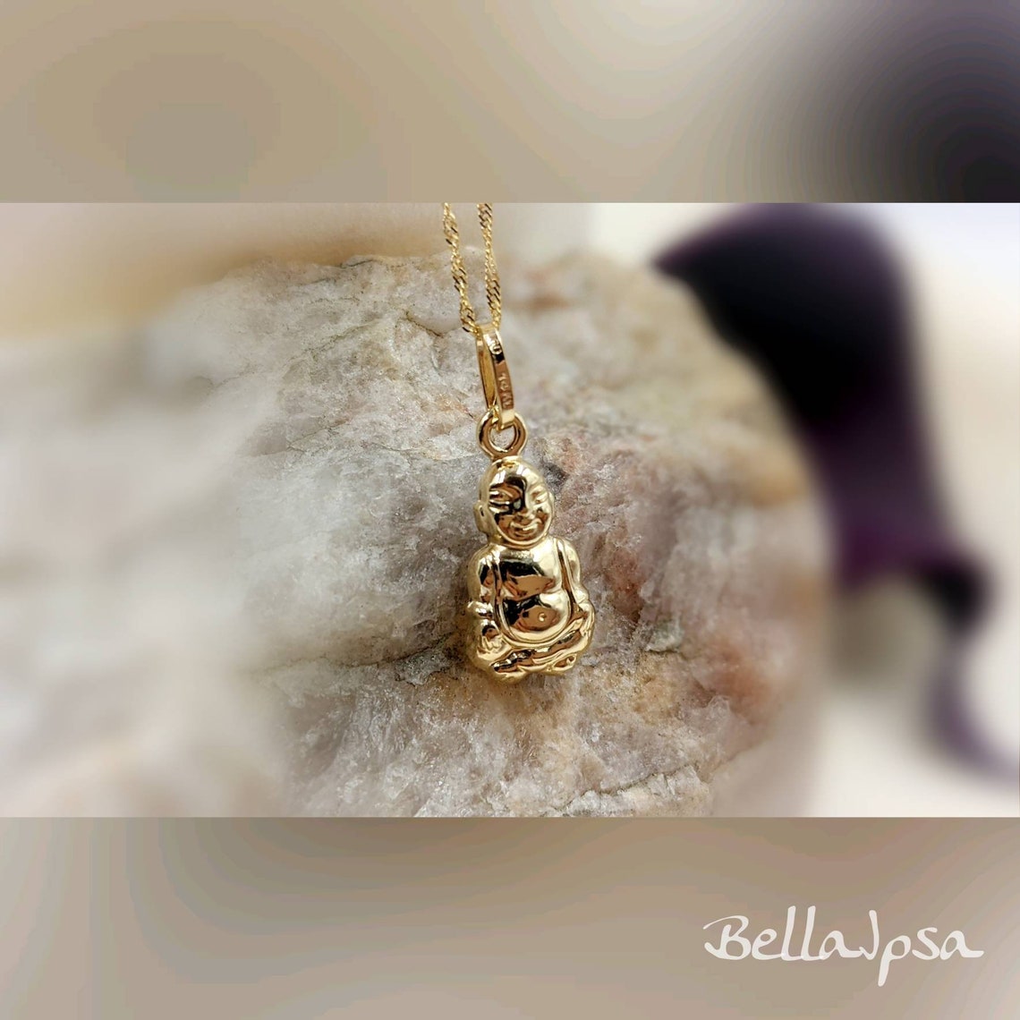 Solid 14K Gold Buddha Necklace; Solid Gold Buddha; Gold Necklace With ...