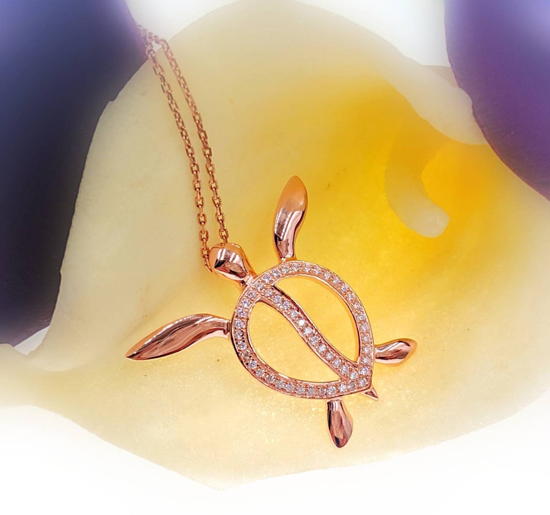 Rose Gold Sea Turtle Necklace 925 Sterling & Rose Turtle 925 - Etsy