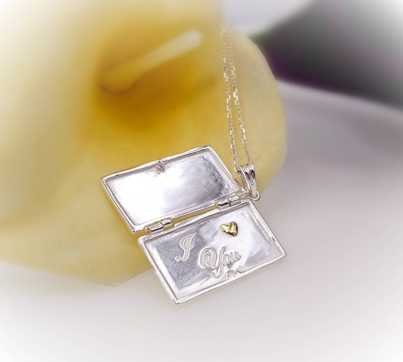 925 Silver & Gold Love Letter Locket Necklace Necklace w | Etsy
