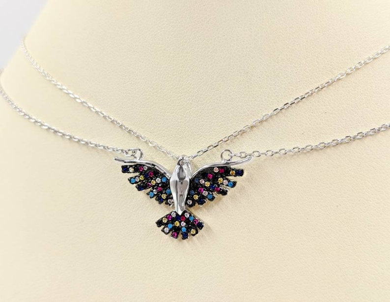 Double Chain Sterling Silver Phoenix Rising Necklace 925 - Etsy