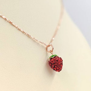925 Red CZ Pave Strawberry Necklace; 925 and CZ Berry Necklace ...