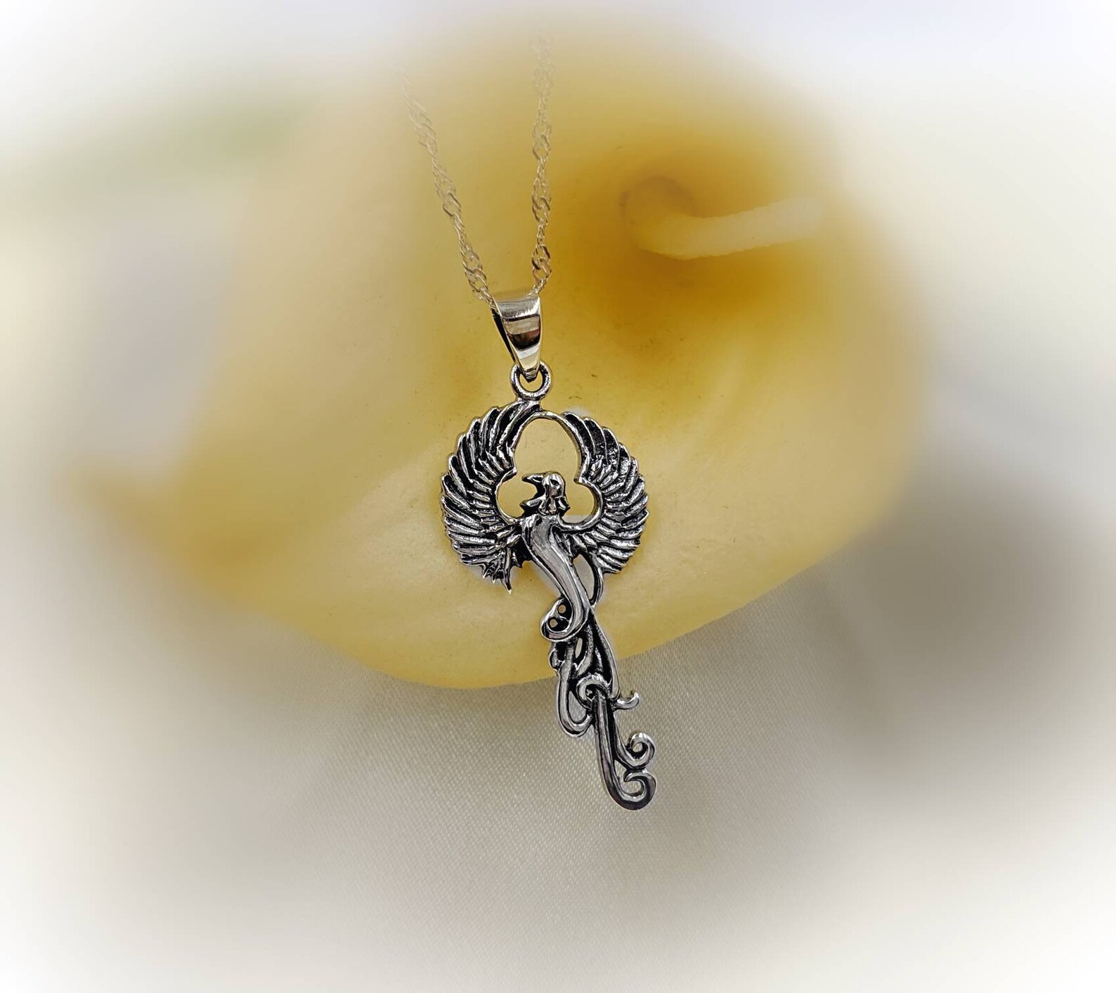 Silver Phoenix Necklace 925 Sterling Silver Phoenix Rising | Etsy