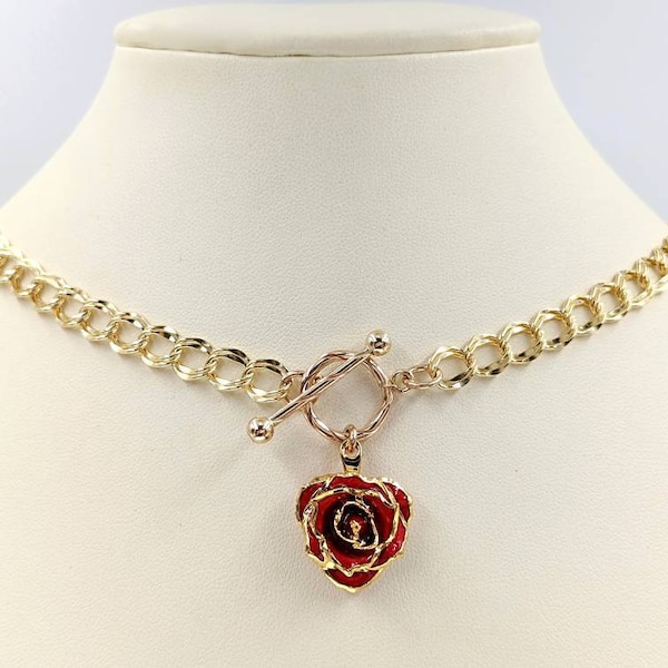 Red Rose Necklace - Etsy