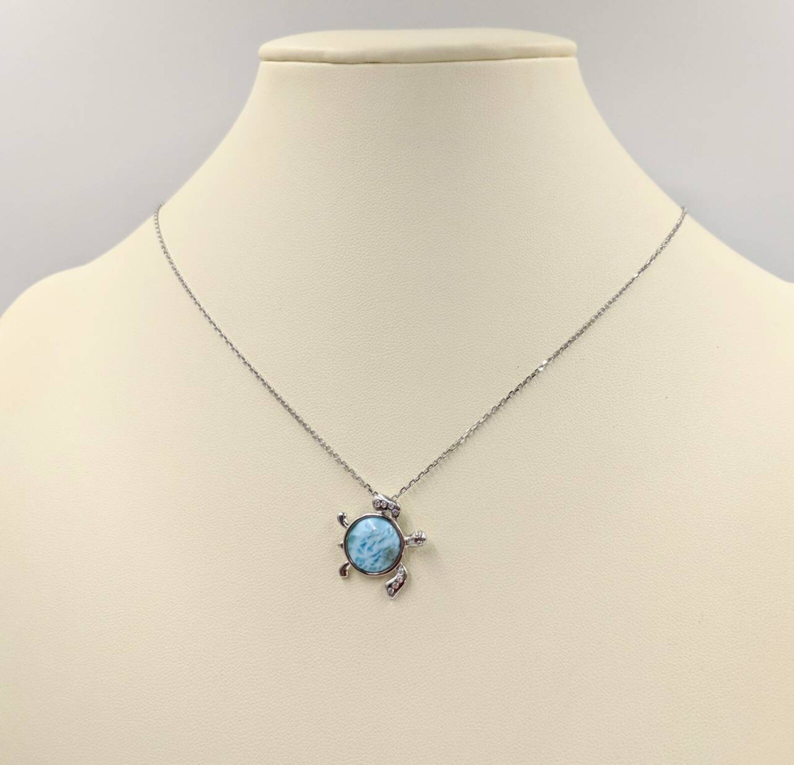 Turtle Necklace - Sterling Silver Water Wave Chain Necklace W Blue Fire ...