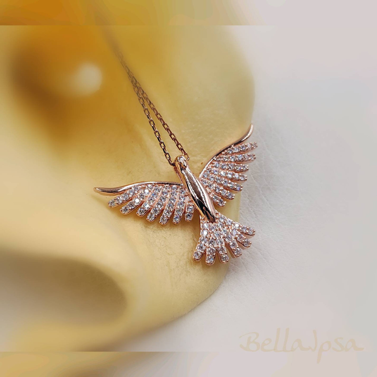 Rose Gold Phoenix Rising Necklace 925 & Rose Gold Phoenix | Etsy