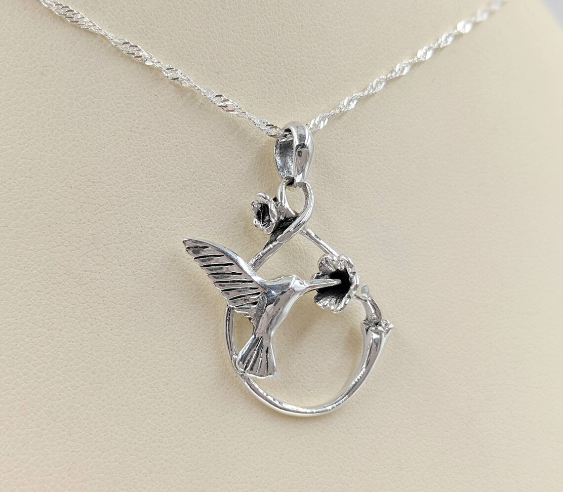Hummingbird Infinity Necklace Sterling Silver Hummingbird | Etsy