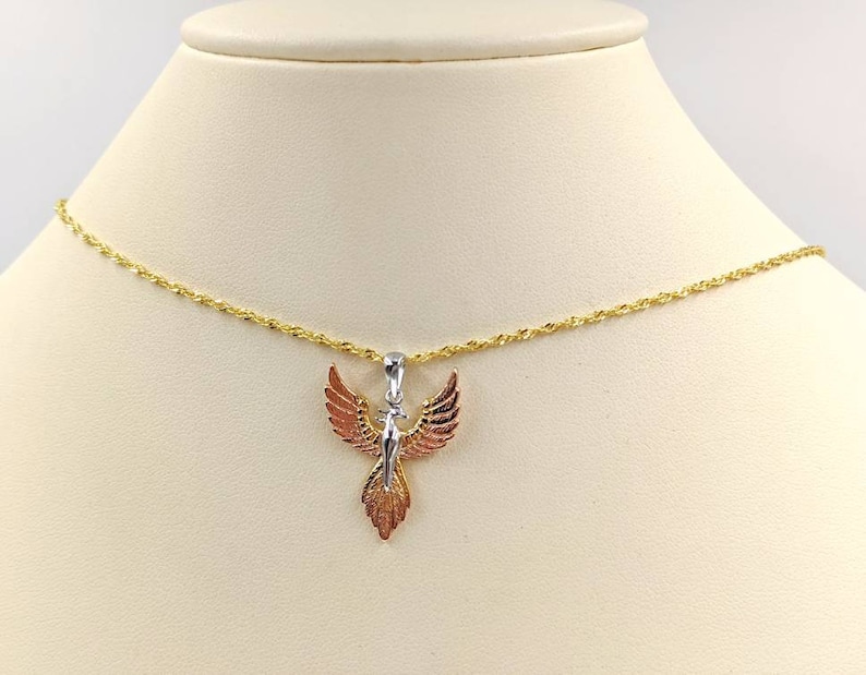 Tri Tone Phoenix Rising Necklace 925 Gold & Rose Gold - Etsy
