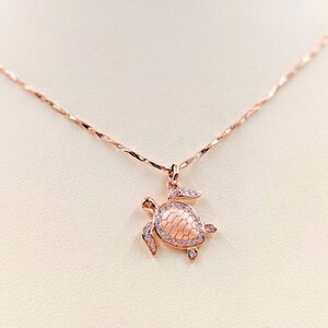 Rose Gold Sea Turtle Necklace; 925 Sterling & Rose Turtle, 925 Rose ...