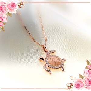 Rose Gold Sea Turtle Necklace; 925 Sterling & Rose Turtle, 925 Rose ...