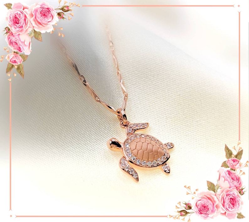 Rose Gold Sea Turtle Necklace 925 Sterling & Rose Turtle 925 | Etsy