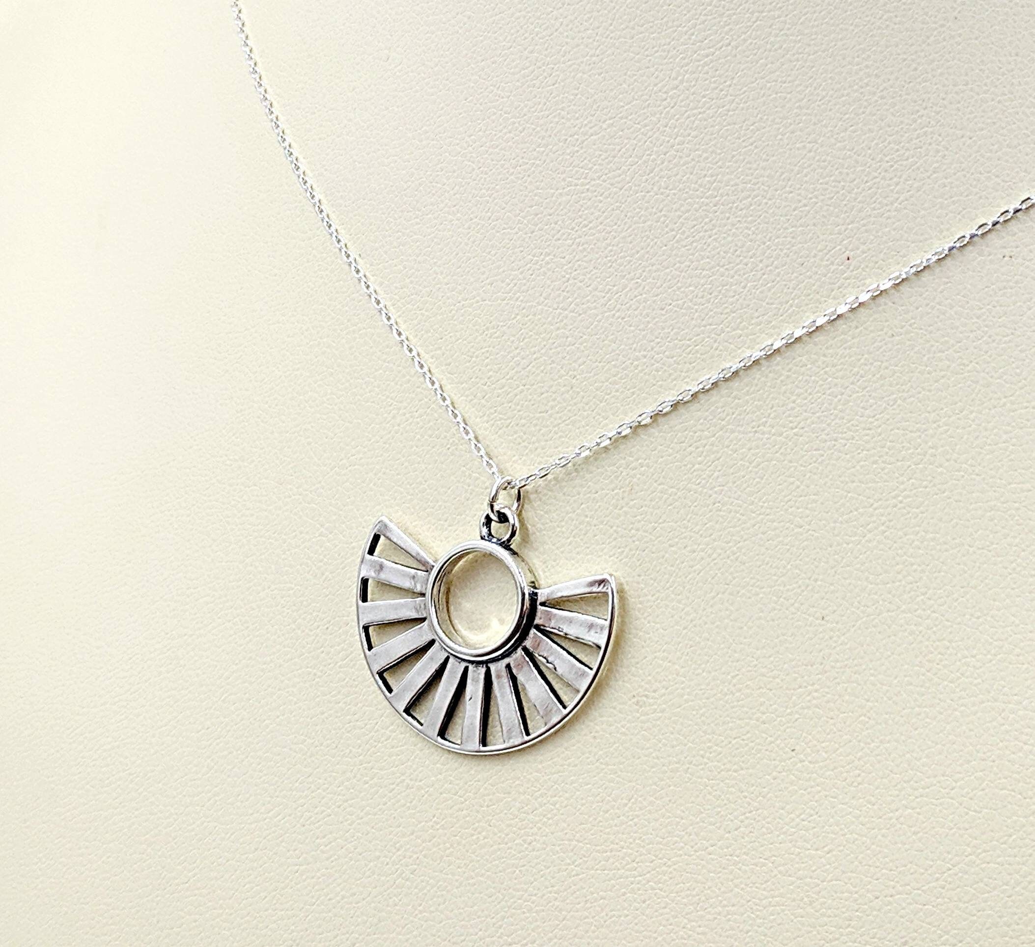 925 Sun Necklace; 925 Sunrise Necklace; Sunburst Necklace; Half Sun ...