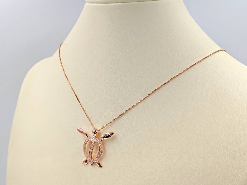 Rose Gold Sea Turtle Necklace 925 Sterling & Rose Turtle 925 | Etsy