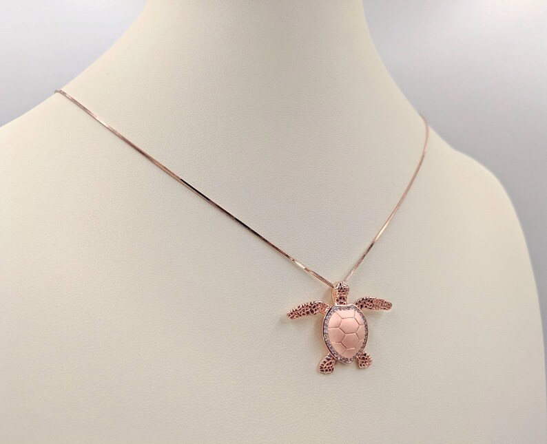 Rose Gold Sea Turtle Necklace 925 Sterling & Rose Turtle 925 | Etsy