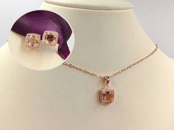 Morganite necklace and earring set store