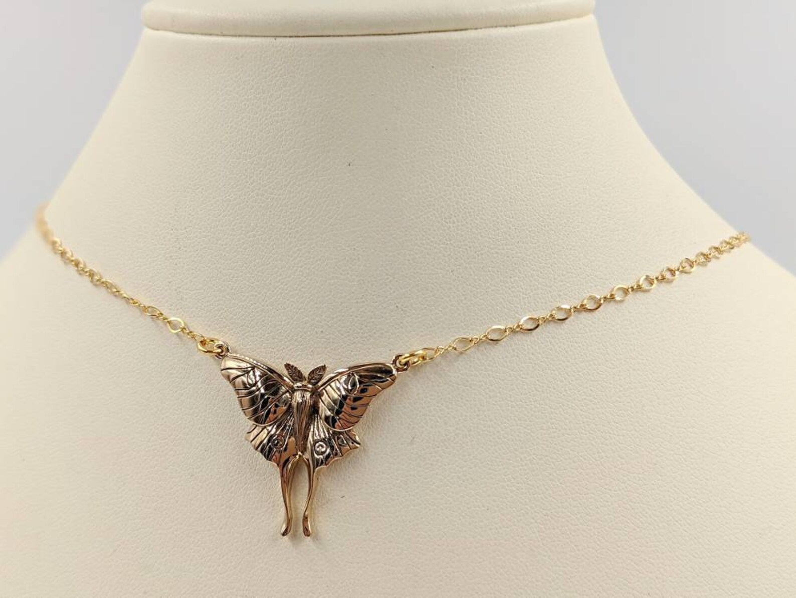 Bronze Luna Moth Necklace on 14K Gold Filled Chain; Luna Moth Necklace ...