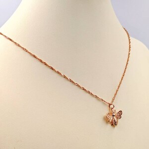 14K Vermeil Rose Gold Honey Bee Necklace; Large 925 Bumble Bee; Rose ...