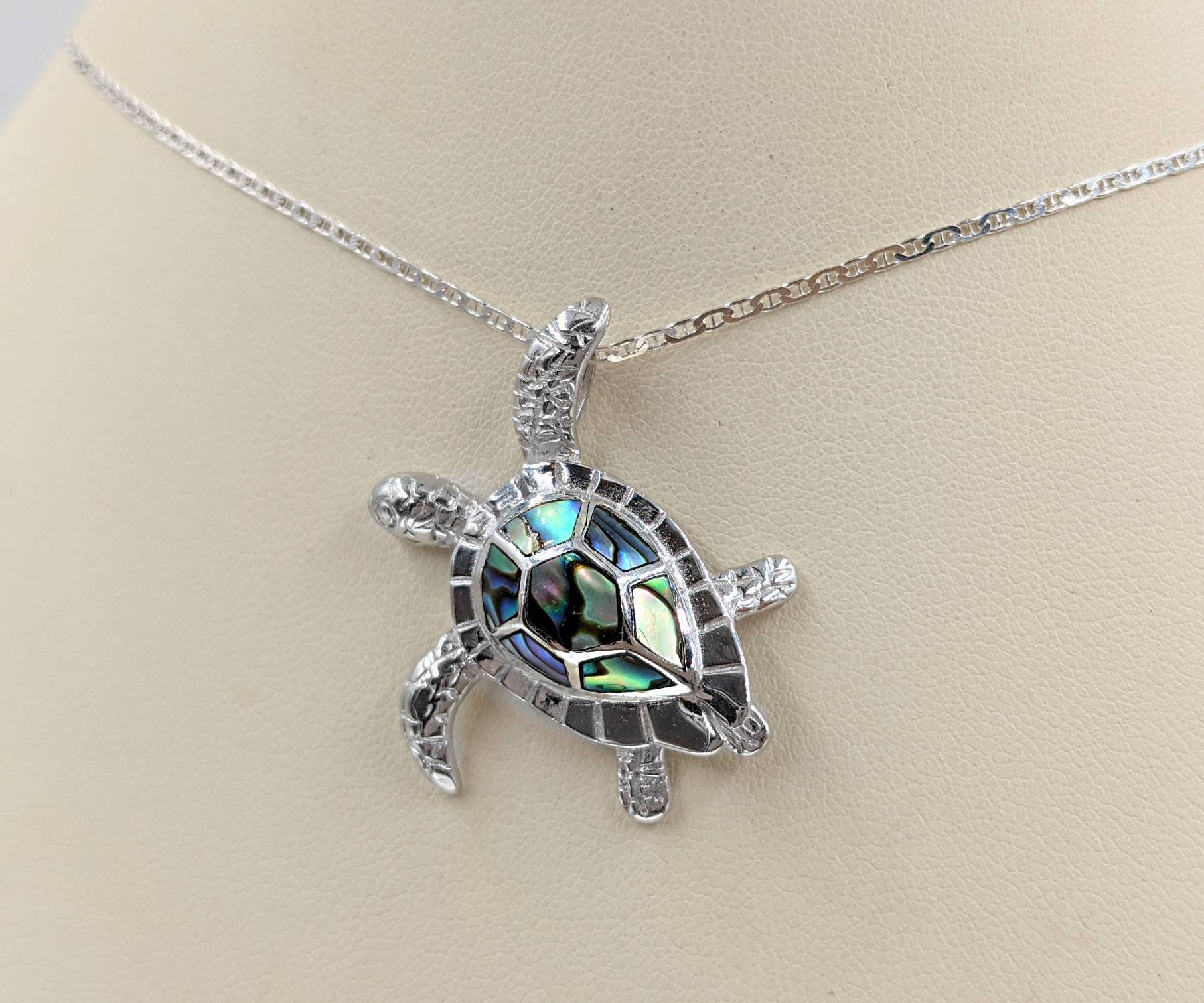 Sterling Abalone Shell Turtle Necklace 925 Abalone Turtle - Etsy España