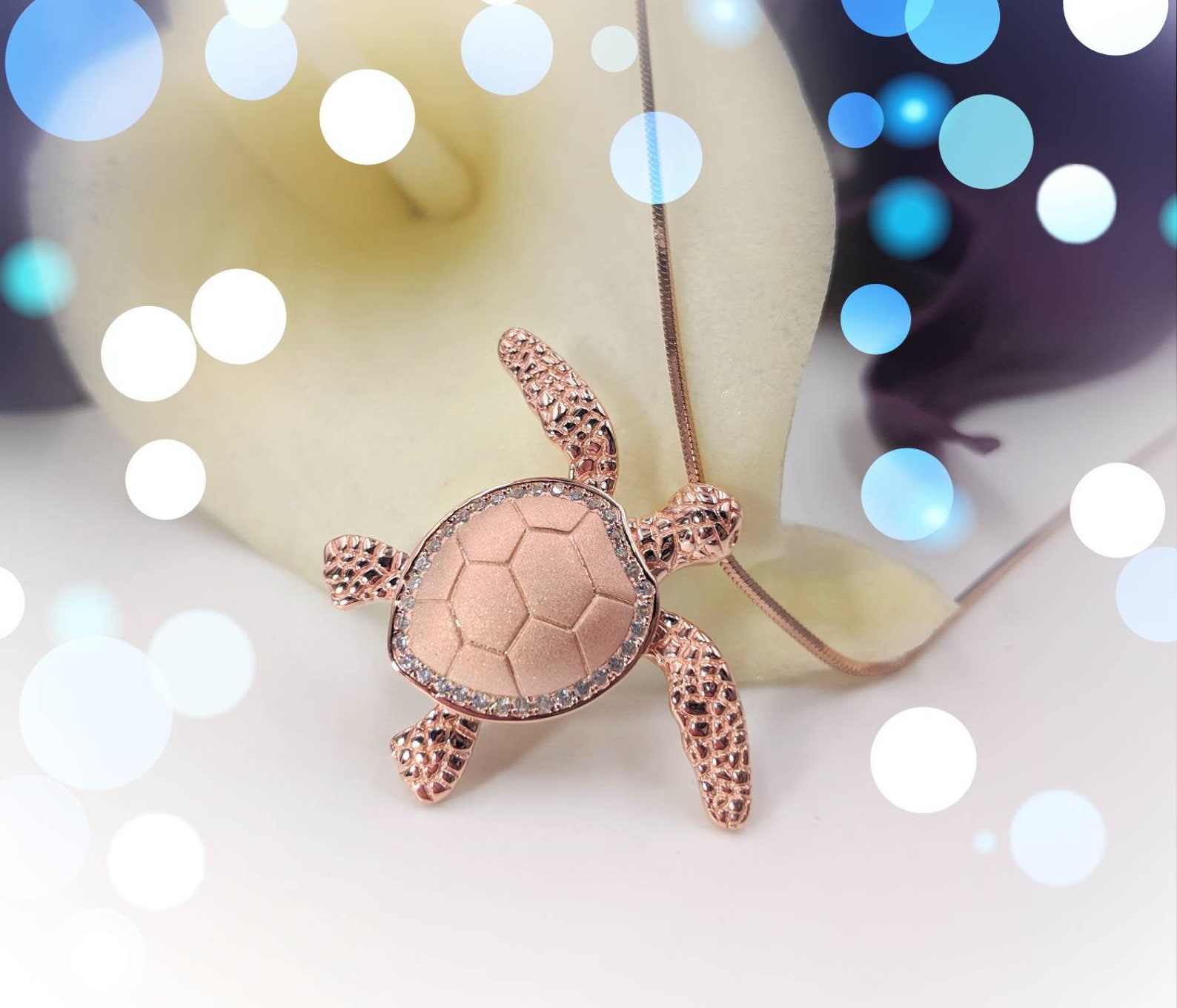 Rose Gold Sea Turtle Necklace 925 Sterling & Rose Turtle 925 | Etsy