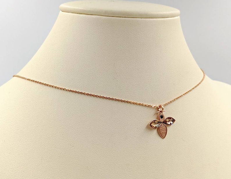 Swarovski Rose Gold Bee 925 Necklace Sterling Bumble Bee - Etsy