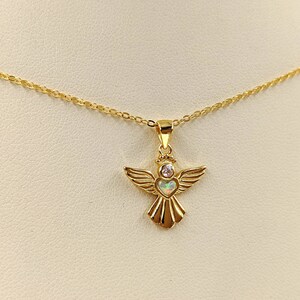 Gold and Opal Angel Pendant Necklace; Opal Angel; 925 Gold Angel With ...