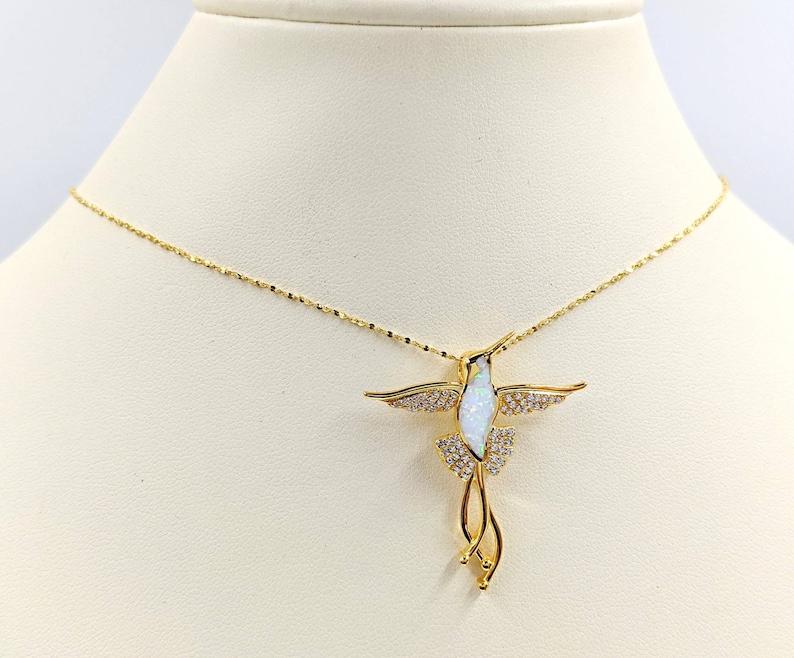 Pave Gold Hummingbird Necklace; 925 Sterling Hummingbird Pendant; Gold ...