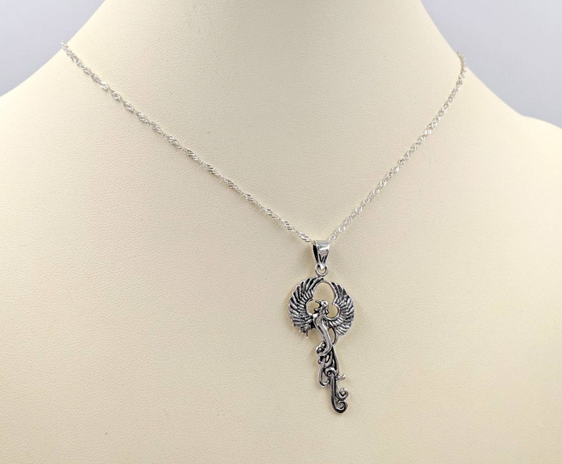 Silver Phoenix Necklace, 925 Sterling Silver Phoenix Rising Pendant ...