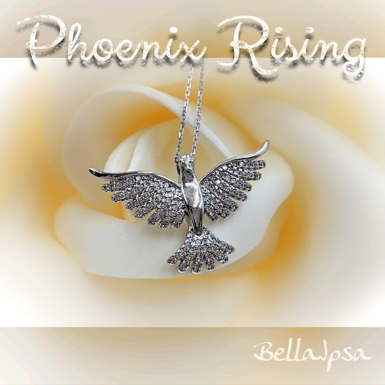 Silver Phoenix Rising Necklace Sterling Silver Plated Phoenix - Etsy