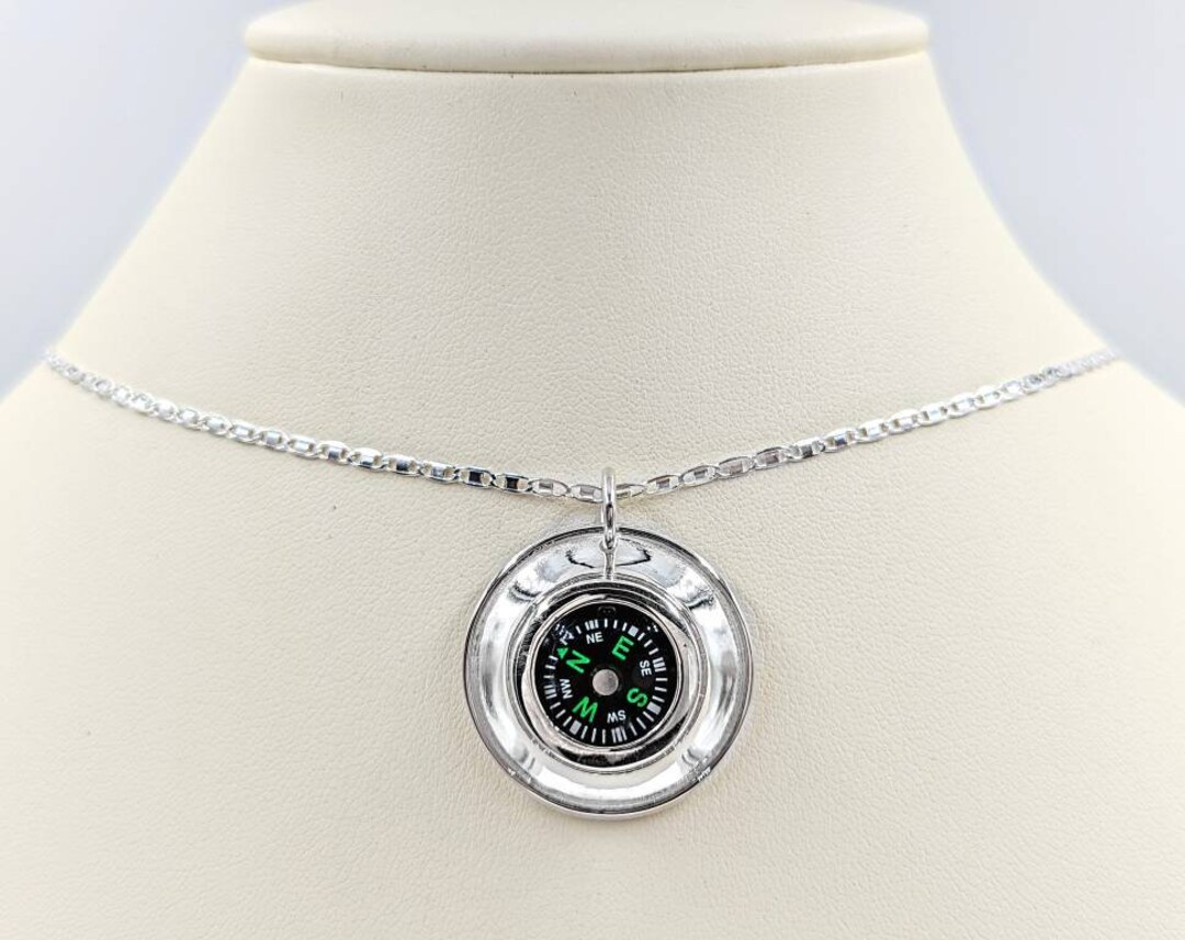 925 Real Compass Necklace; Sterling Silver Compass Pendant; Working ...
