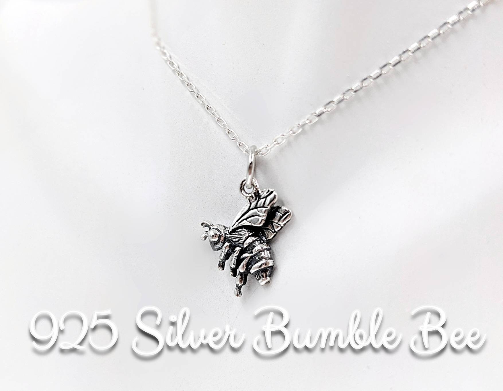 Silver Honey Bee 925 Necklace Sterling Bumble Bee Silver Bee | Etsy