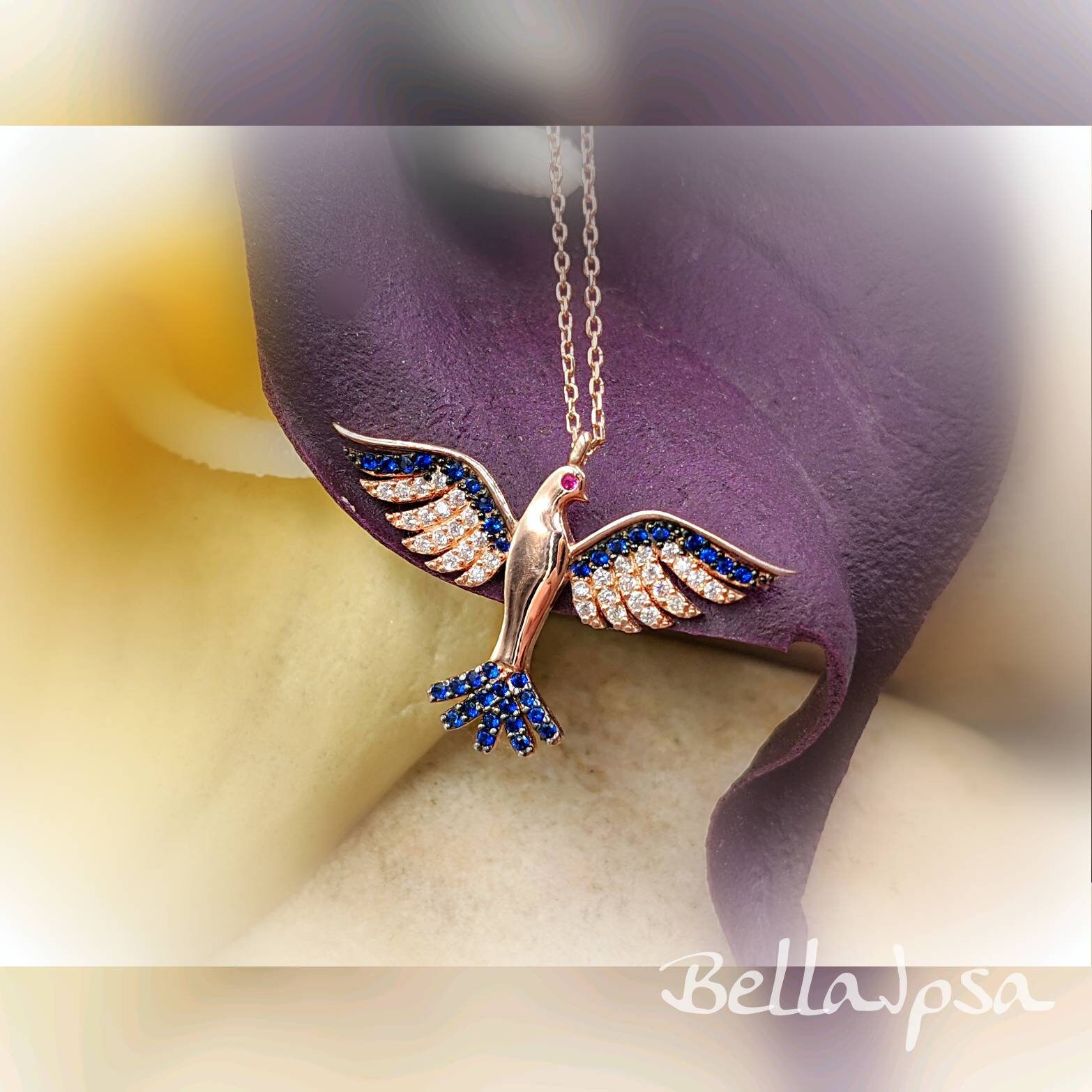 Rose Gold Phoenix Rising Necklace 925 & Rose Gold Phoenix | Etsy