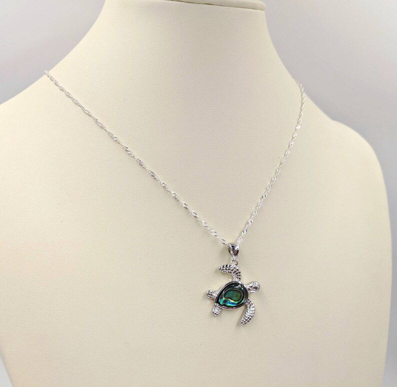 Sterling Abalone Shell Turtle Necklace 925 Abalone Turtle | Etsy