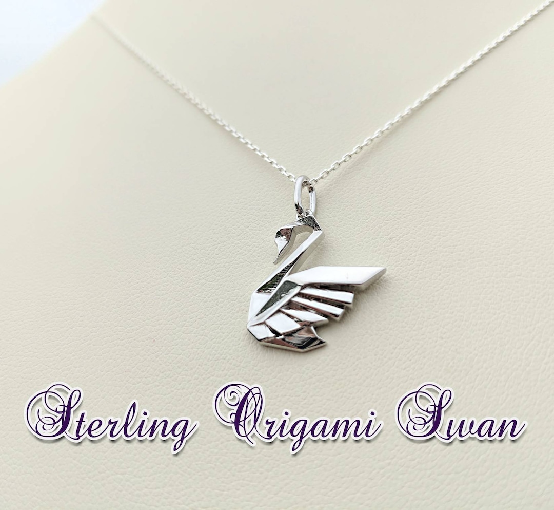 Swan Necklace; Sterling Silver Swan Pendant Necklace With Mariner Chain ...