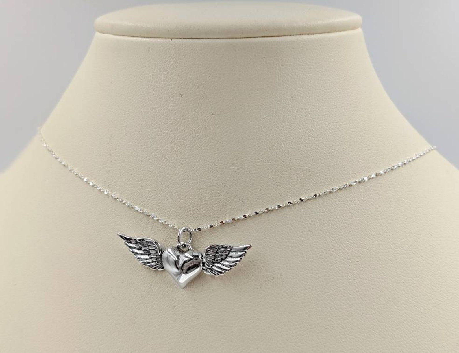 925 Flying Heart Necklace Angel Wing Heart Pendant Necklace | Etsy