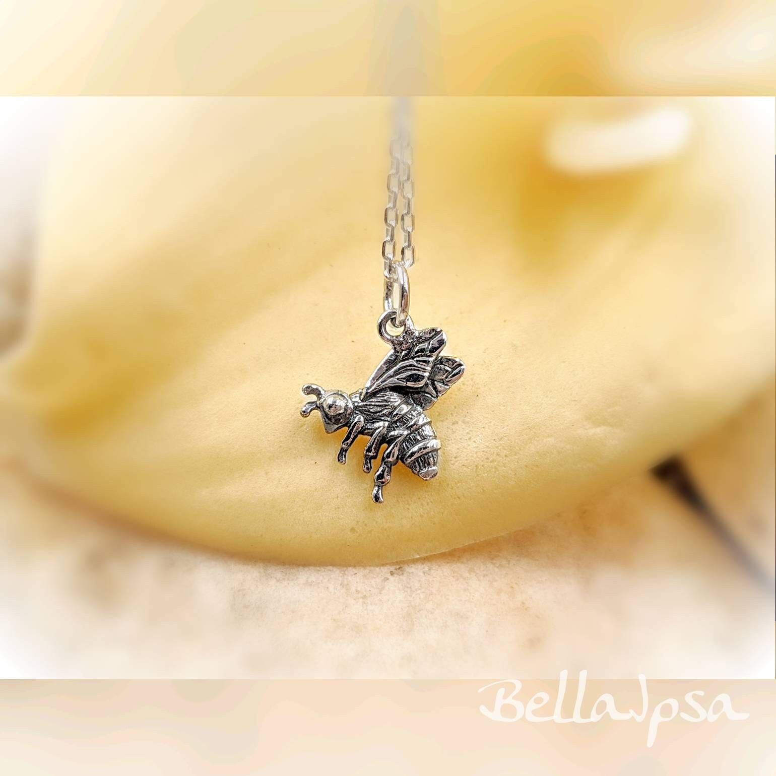 Silver Honey Bee 925 Necklace Sterling Bumble Bee Silver Bee | Etsy