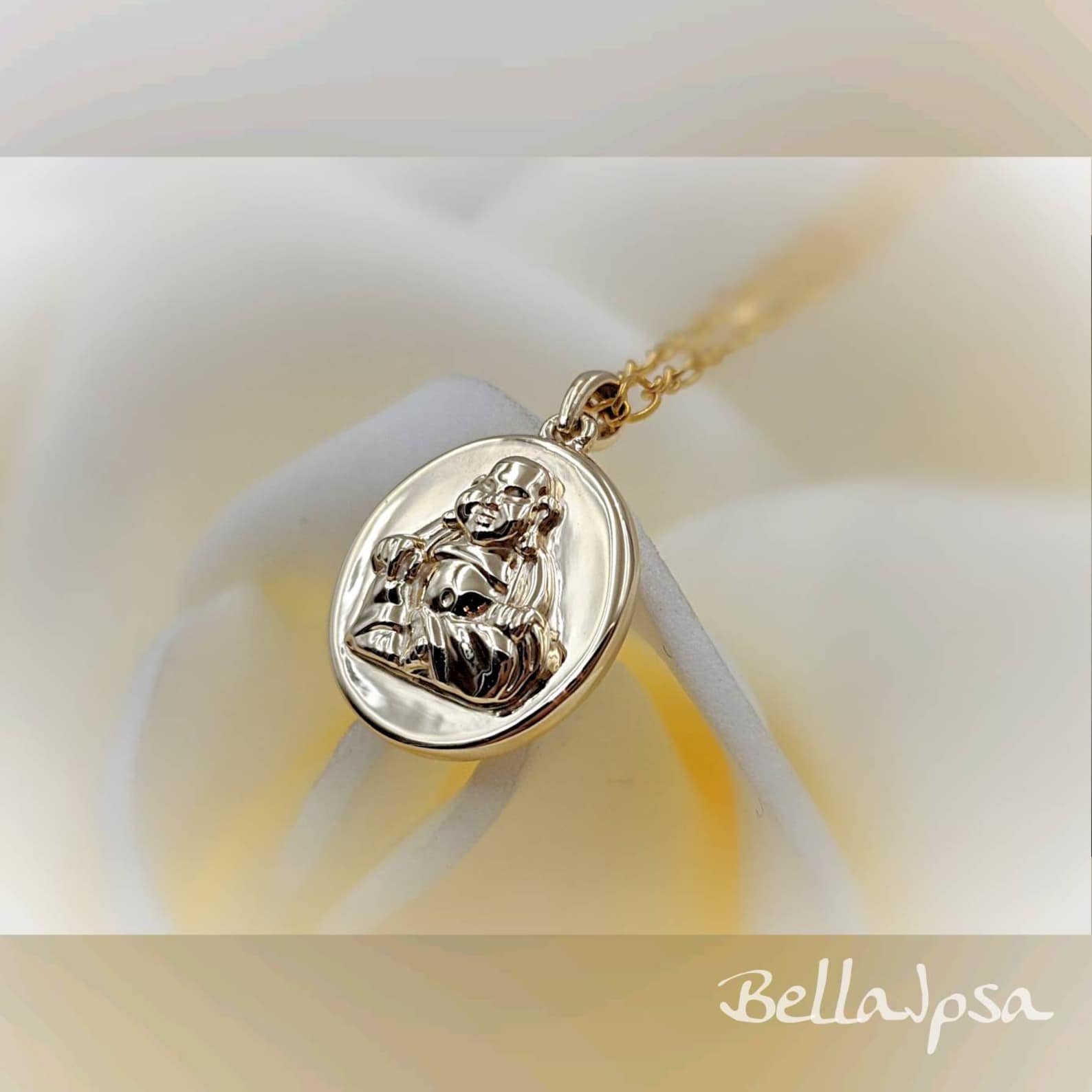 Solid 14K Gold Buddha Necklace; Solid Gold Buddha; Necklace With Gold ...