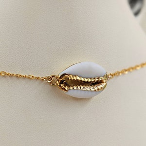 Gold Cowrie Shell; Puka Shell Necklace; Puka Shell Pendant; Cowrie ...