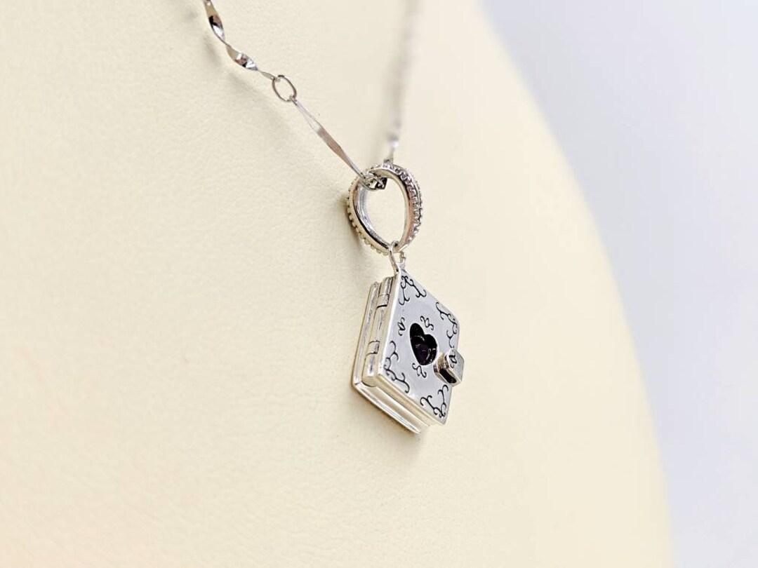 925 Book Locket Love Letter Necklace; Secret Love Note; Necklace W ...
