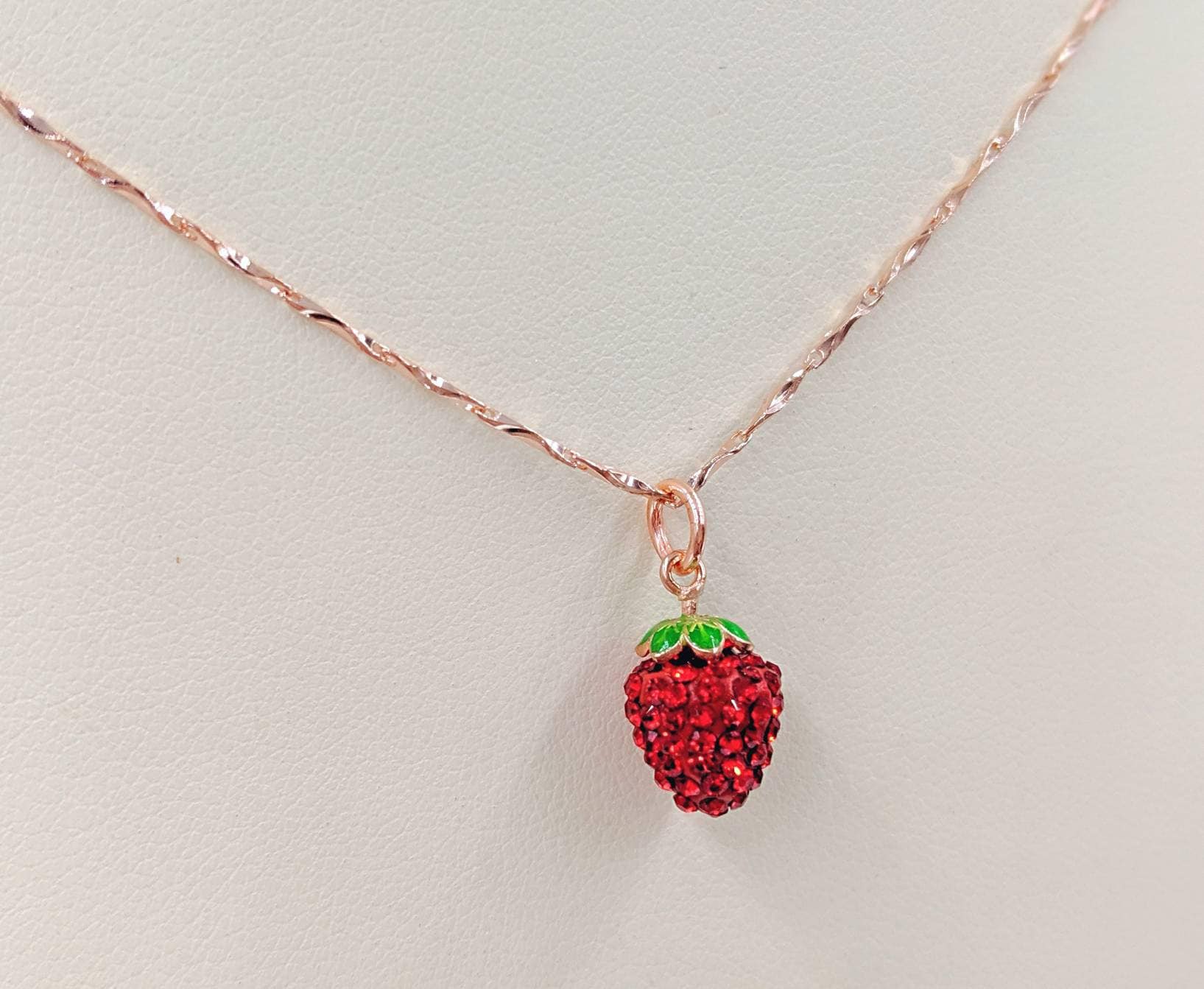 925 Red CZ Pave Strawberry Necklace 925 and CZ Berry - Etsy