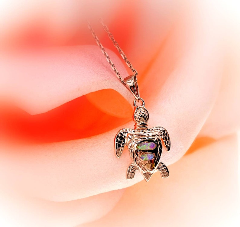 Rose Gold Turtle Necklace 925 & Rose Gold Pink Opal Turtle - Etsy