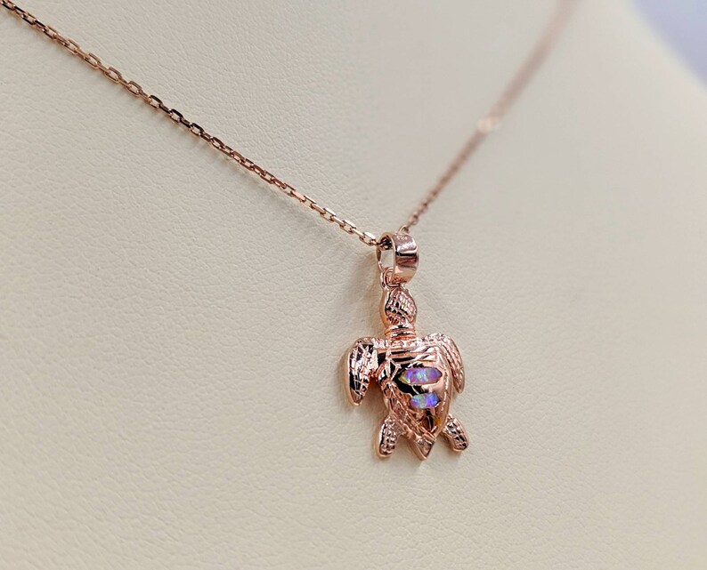Rose Gold Turtle Necklace 925 & Rose Gold Pink Opal Turtle - Etsy