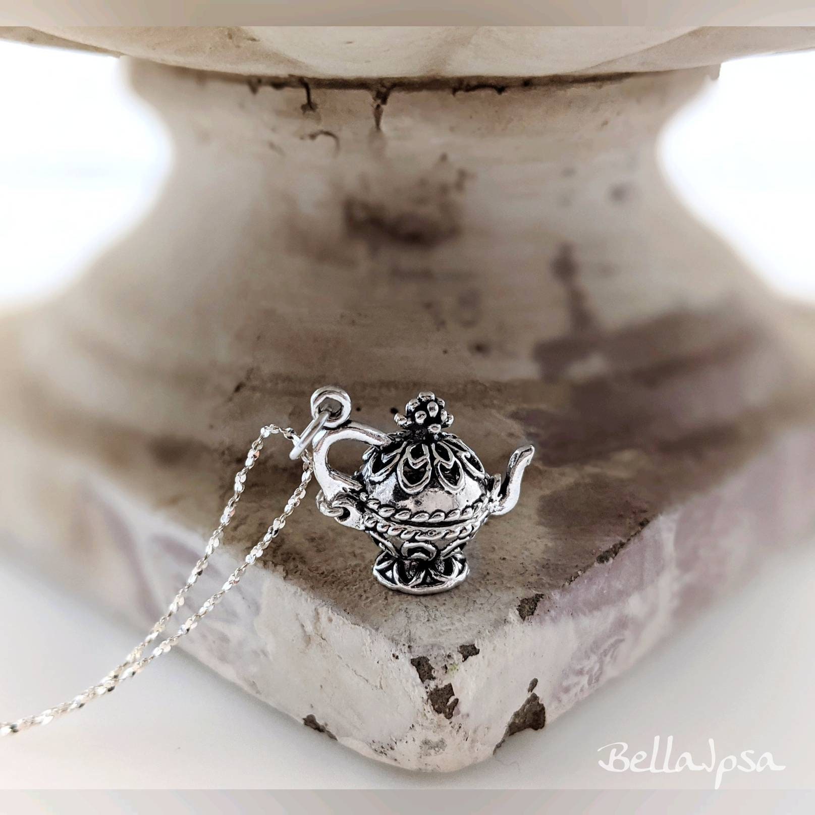 Teapot Pendant Necklace Necklace with Moving Teapot Sterling | Etsy