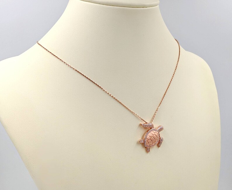Rose Gold Sea Turtle Necklace 925 Sterling & Rose Turtle 925 | Etsy
