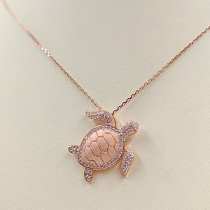Rose Gold Sea Turtle Necklace 925 Sterling & Rose Turtle 925 - Etsy