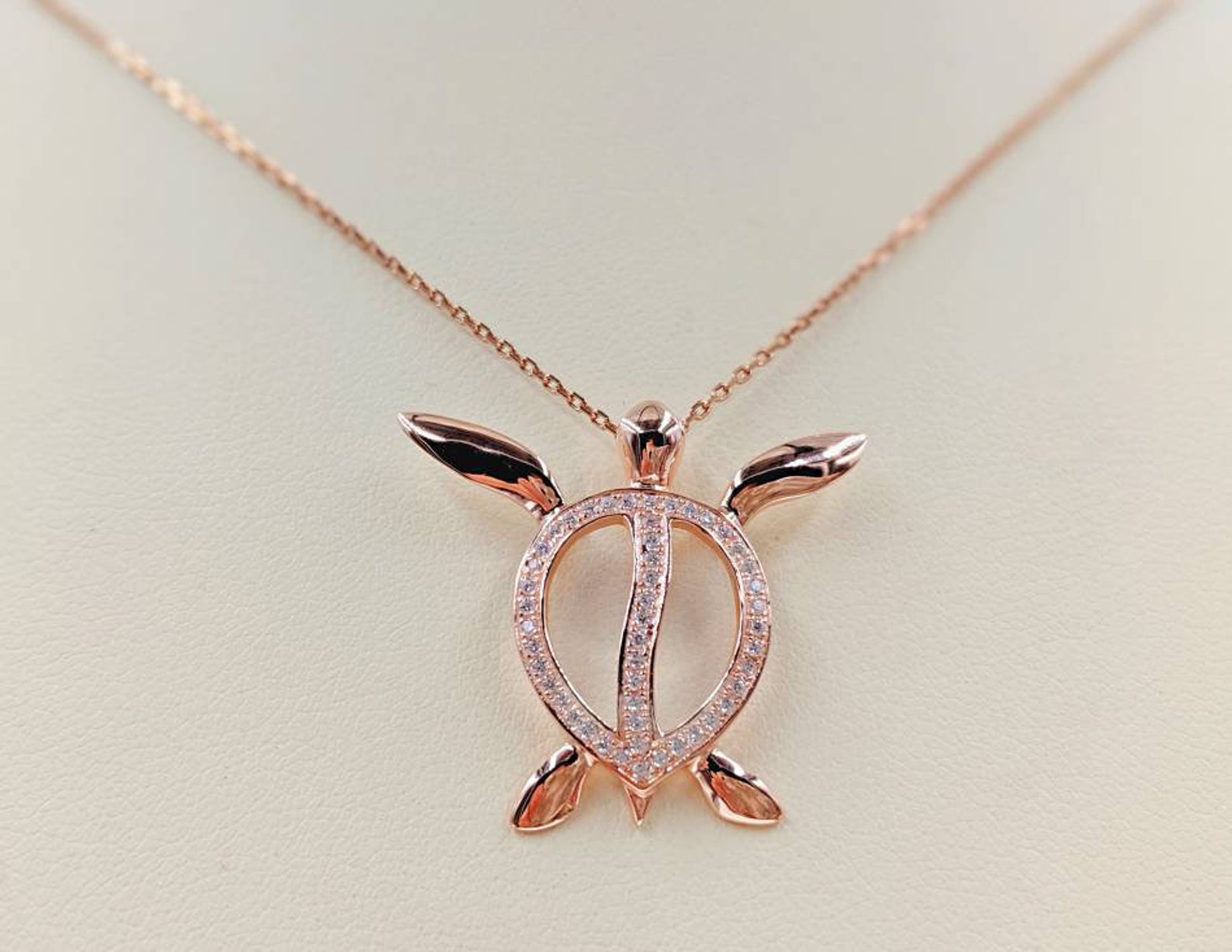 Rose Gold Sea Turtle Necklace 925 Sterling & Rose Turtle 925 | Etsy