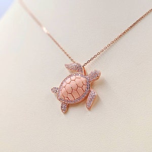 Rose Gold Sea Turtle Necklace 925 Sterling & Rose Turtle 925 - Etsy