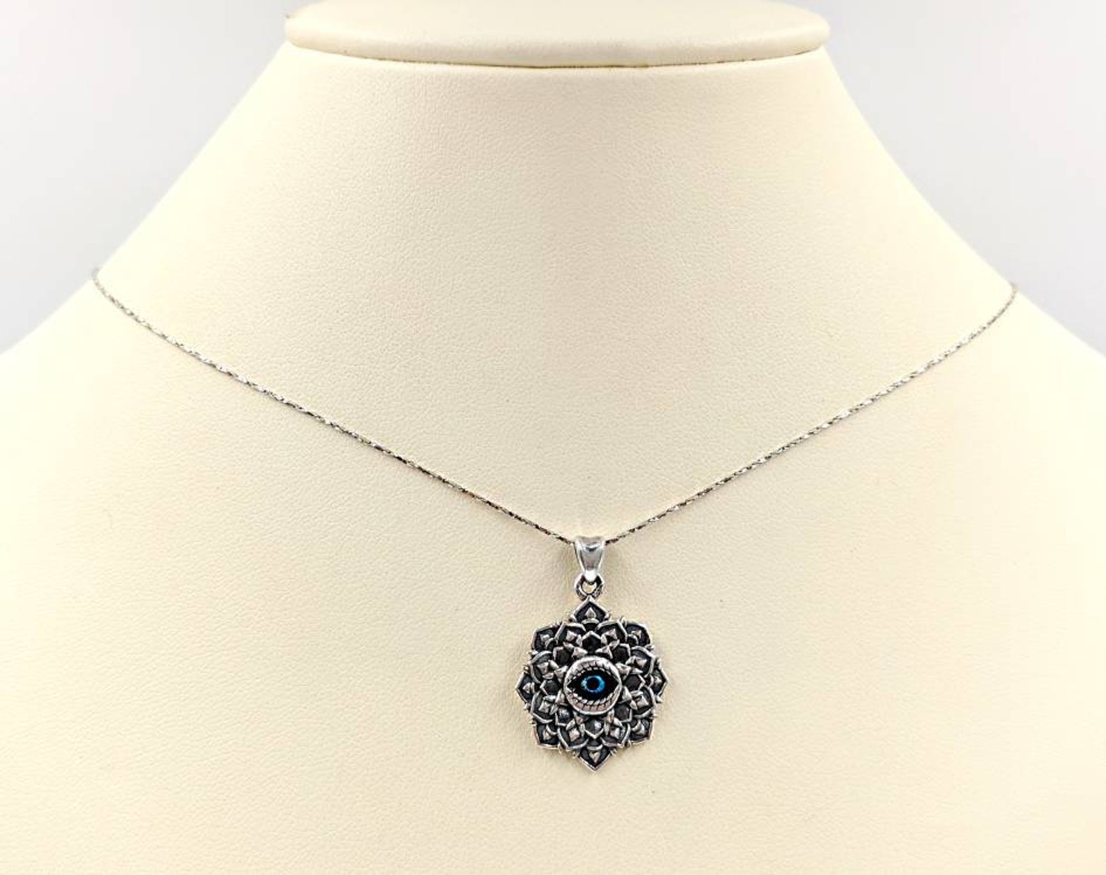 925 All Seeing Eye Necklace; Sterling Silver 925 Eye Pendant Chain ...