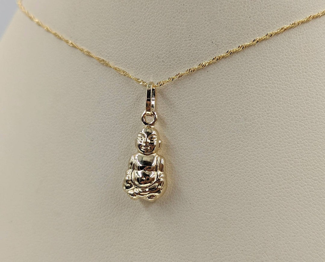 Solid 14K Gold Buddha Necklace; Solid Gold Buddha; Gold Necklace With ...