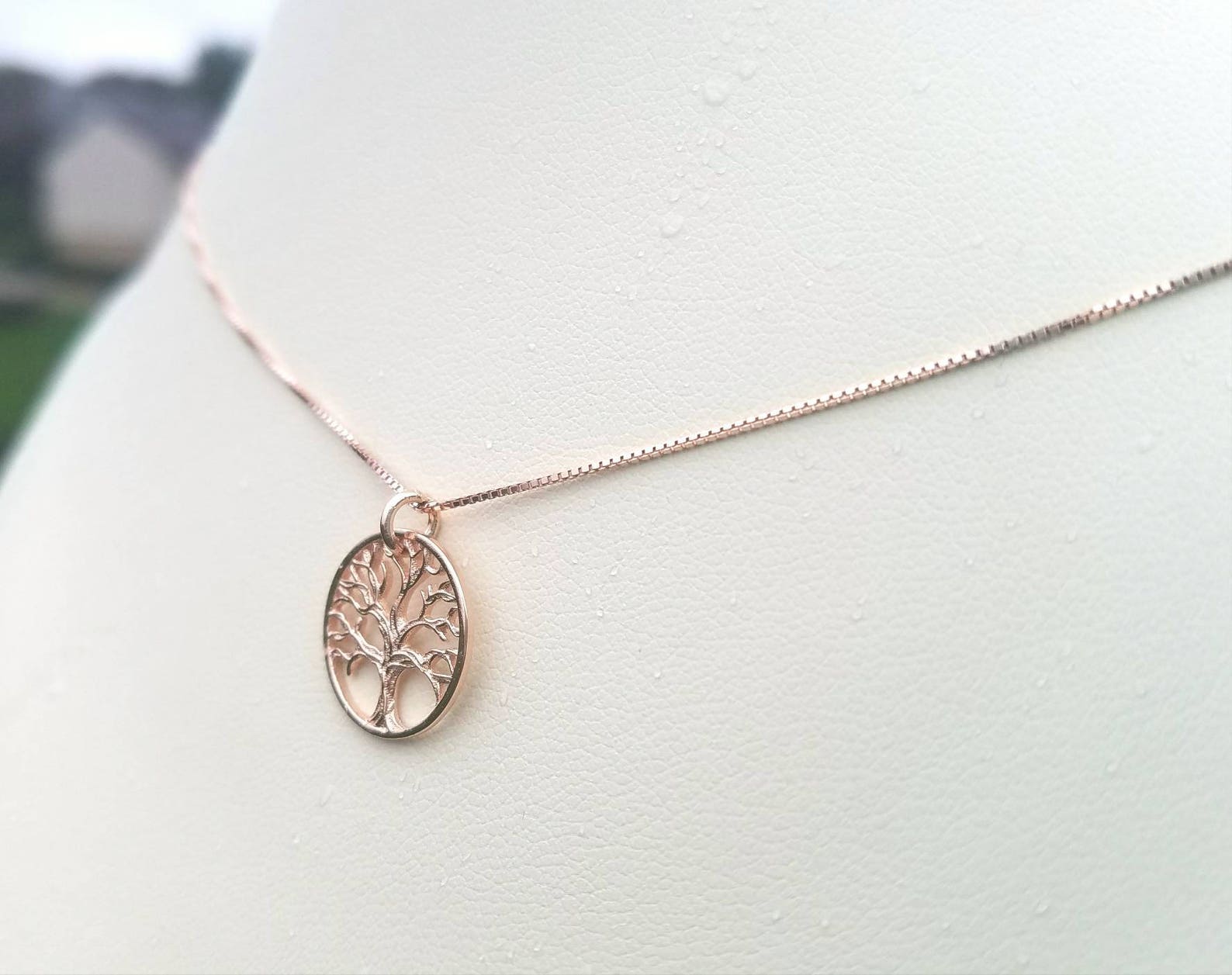 14K Rose Gold Plated Box Chain Necklace W 925 Sterling and - Etsy